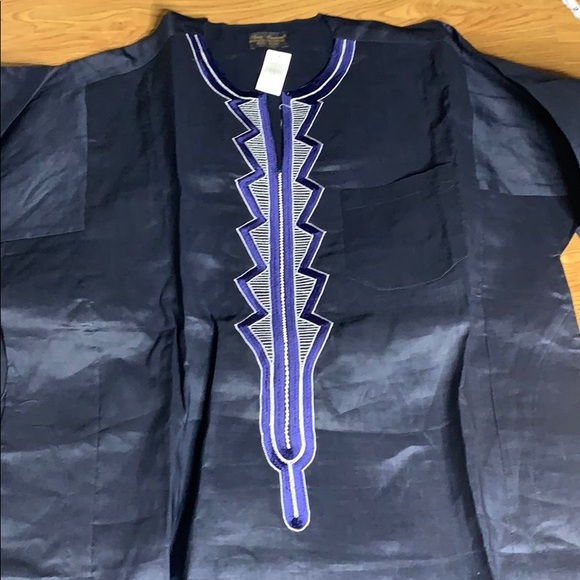 Suits & Blazers | Two Piece Long Sleeve Navy Blue African Suit Xxl ...